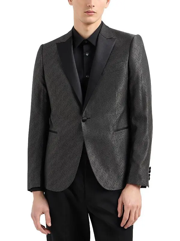 Emporio Armani M Line Slim Fit Embossed Jacquard Dinner Jacket - Dark Grey