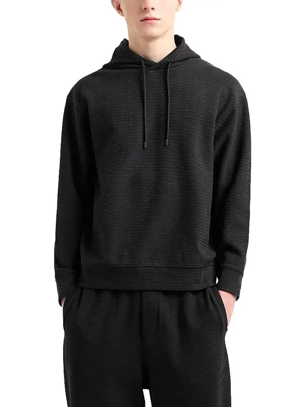 Emporio Armani Jacquard Logo Hooded Sweatshirt - Black Beauty