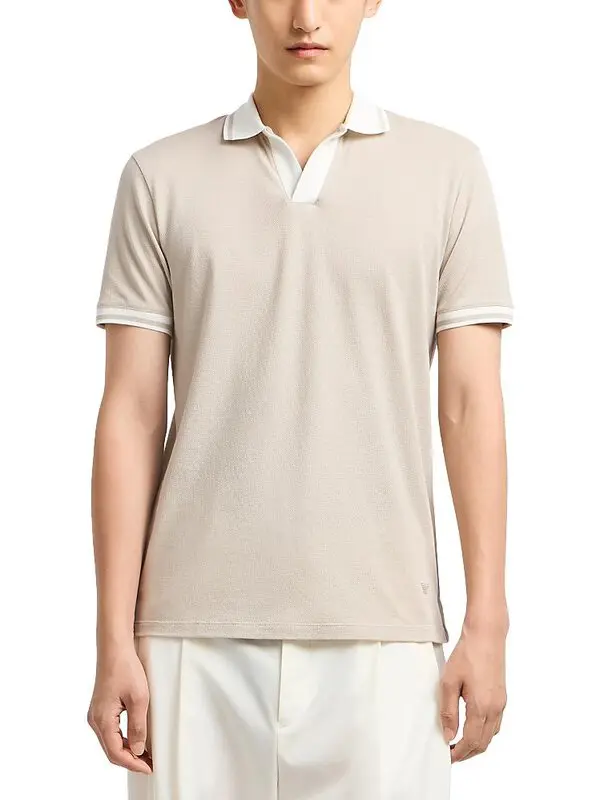 Emporio Armani Contrasting Collar & Cuffs Polo Shirt - Light Tan