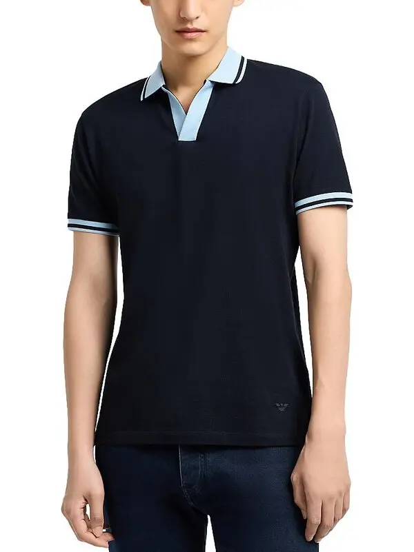 Emporio Armani Contrasting Collar & Cuffs Polo Shirt - Navy Blue