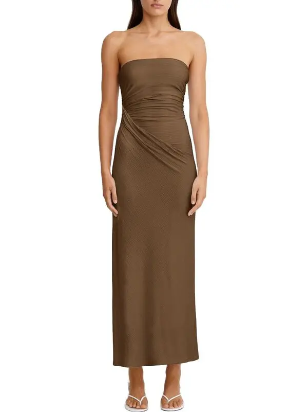 Significant Other Coralie Draped Strapless Dress - Chocolate