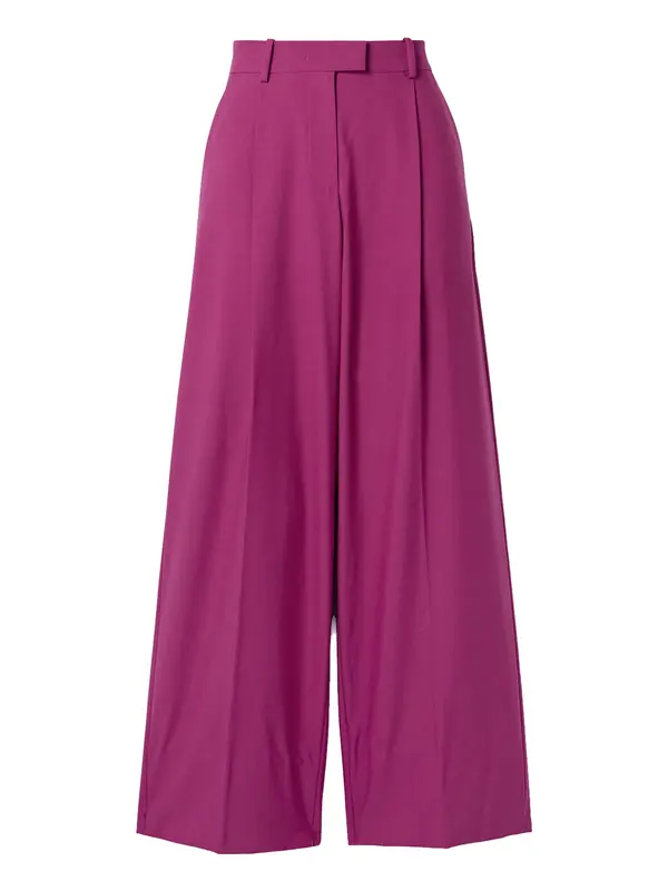 Another Tomorrow Wool-blend Wide-leg Pants - Purple