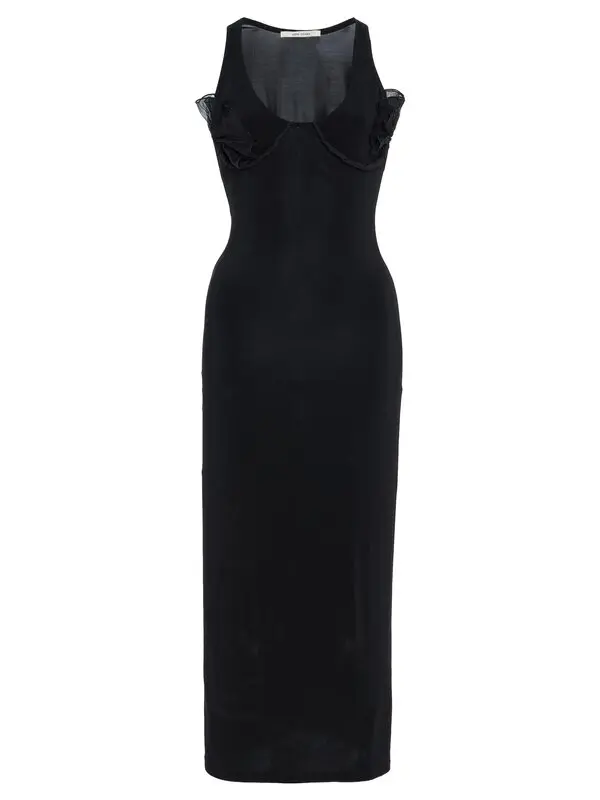 NENSI DOJAKA Petal Detailed Tank Midi Dress - Black