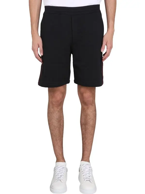 Alexander McQueen Bermuda Shorts With Logo Band - Black