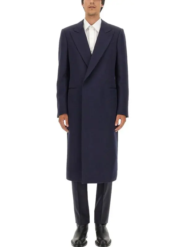 Alexander McQueen Double-breasted Wool Coat - Blue