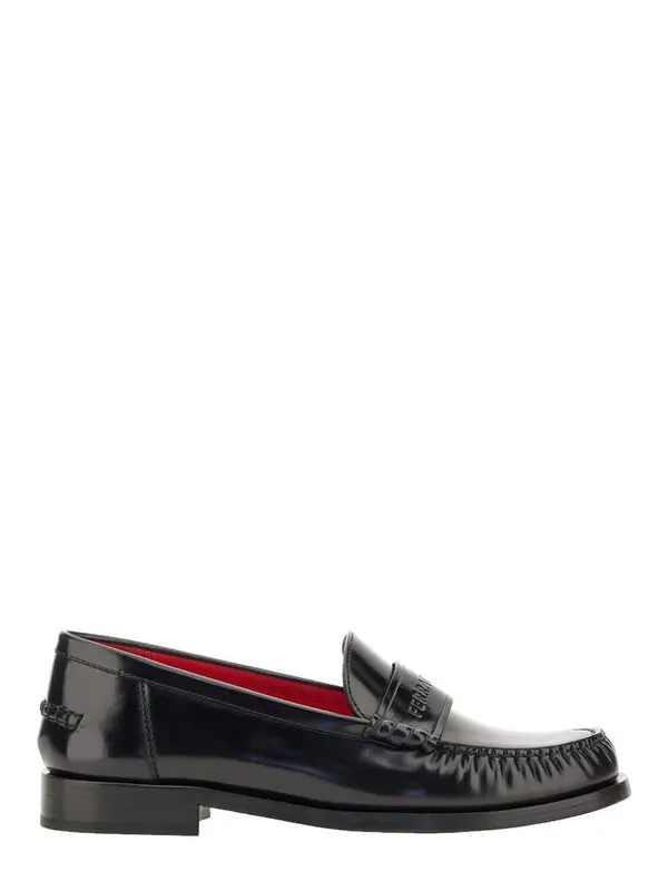 FERRAGAMO Leather Loafer - Black