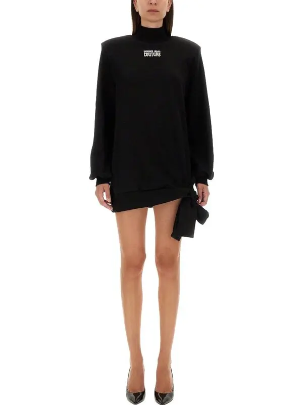 Versace Sweatshirt Dress With Logo - Black
