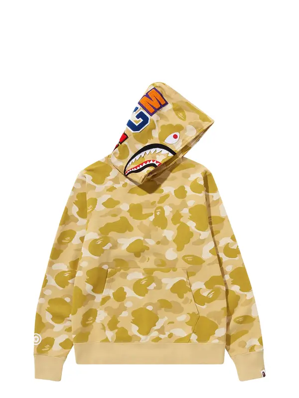 A BATHING APE Color Camo Shark Pullover Hoodie - Yellow