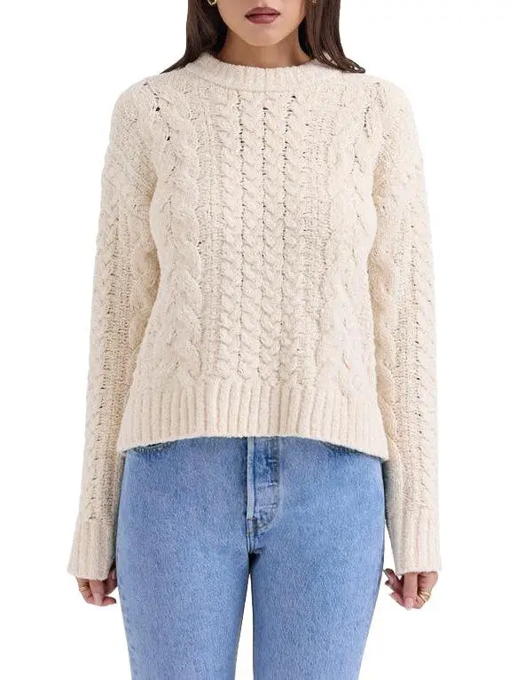 House Of Cb Jasper Chenille Cable Cotton-blend Sweater - Ivory