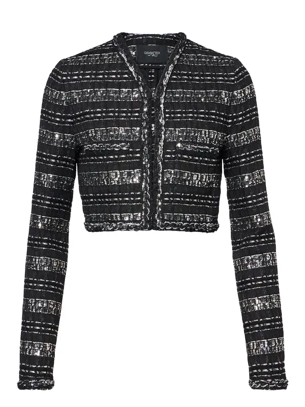 Giambattista Valli Cropped Lamé Jacket - Black