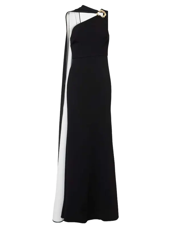 Roland Mouret Asymmetric Caped Gown - Black