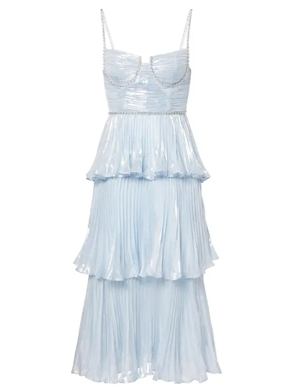 SELF-PORTRAIT Feather-trimmed Gown - Blue