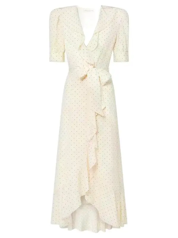 Alessandra Rich Polka Dot Silk Dress - Neutrals