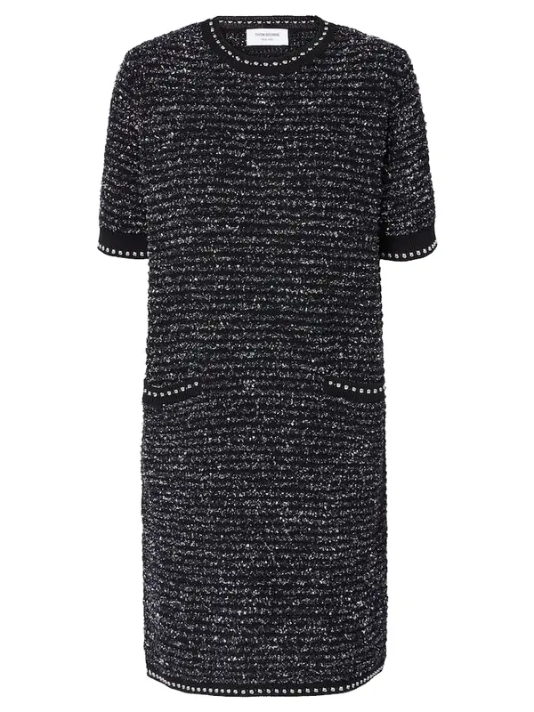 Thom Browne Cotton-blend Tweed Minidress - Black