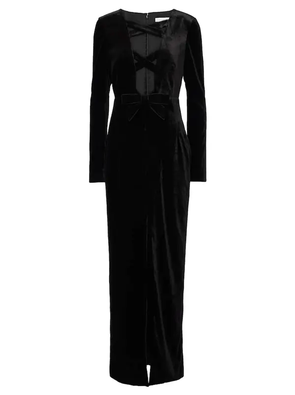 Alessandra Rich Velvet Maxi Dress - Black
