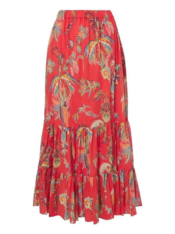 Etro Printed Cotton Maxi Skirt - Red
