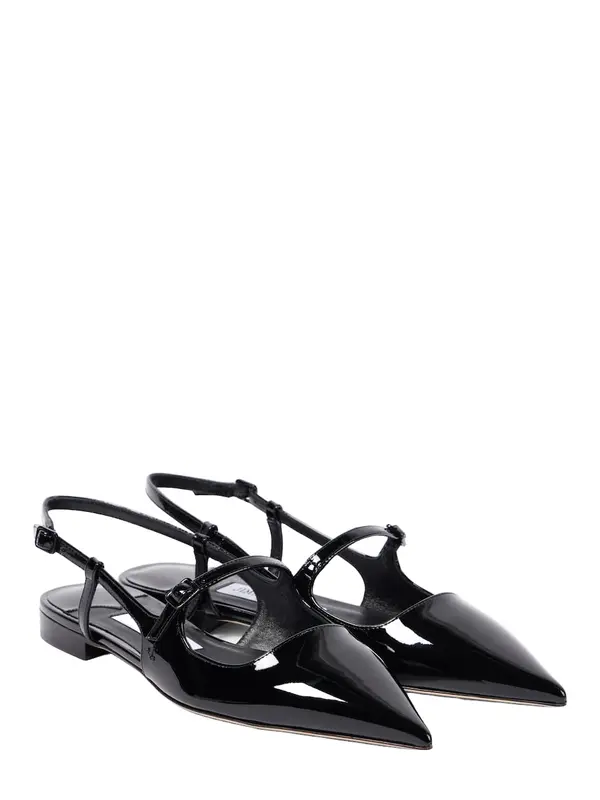 JIMMY CHOO Didi Patent Leather Mary Jane Flats - Black