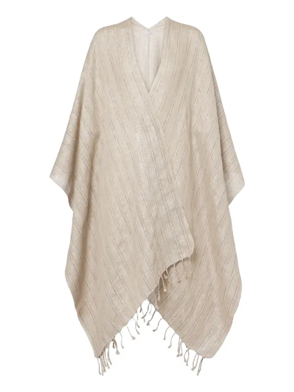 Brunello Cucinelli Linen-blend Poncho - Multicoloured