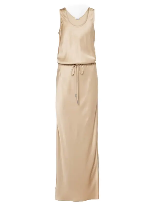 Brunello Cucinelli Satin Maxi Dress - Beige