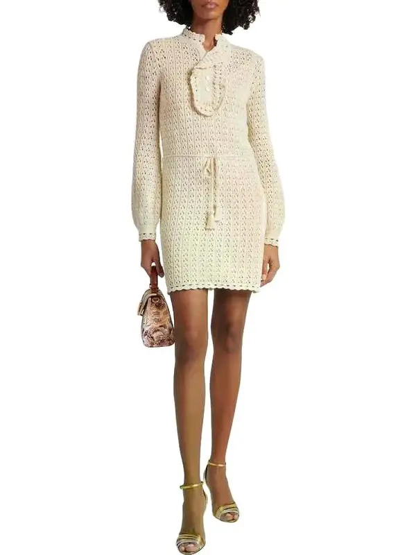 Valentino Garavani Open-knit Cotton Minidress - White