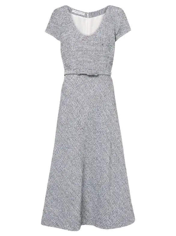 Alessandra Rich Sequined Tweed Midi Dress - Grey