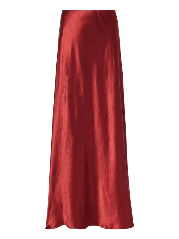 Vince Satin Maxi Skirt - Red