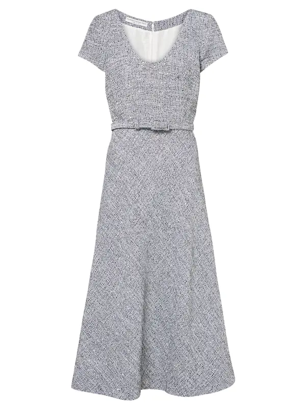 Alessandra Rich Sequined Tweed Midi Dress - Grey