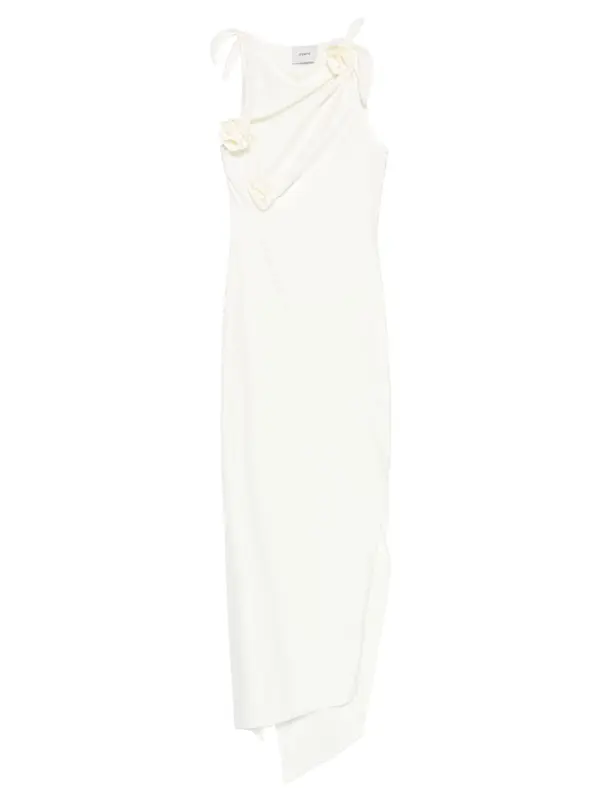 Coperni Asymmetric Flower Maxi Dress - White