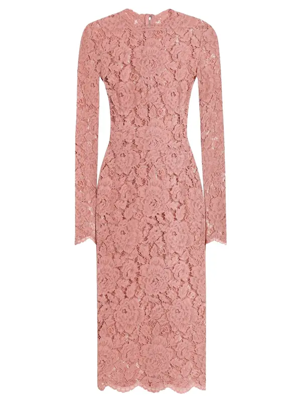 Dolce & Gabbana Lace Midi Dress - Pink