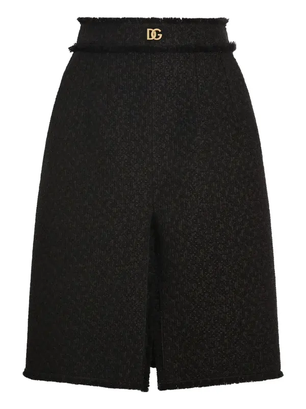 Dolce & Gabbana Dna Tweed Midi Skirt - Black