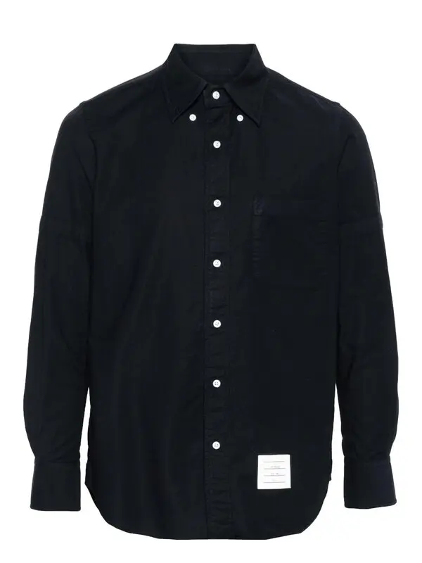 Thom Browne Logo-tag Cotton Shirt - Blue