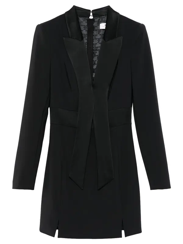 Elisabetta Franchi Satin-lapels Crepe Mini Dress - Black