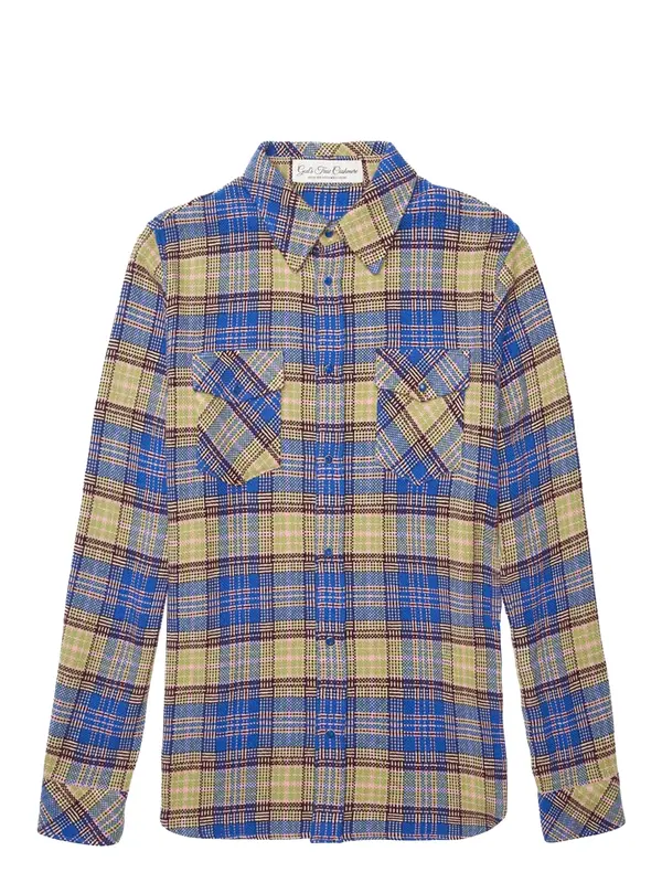 GOD'S TRUE CASHMERE Check-print Cashmere Overshirt - Blue