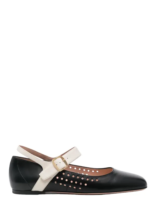 Bally Perforated Leather Ballet Flats - Black