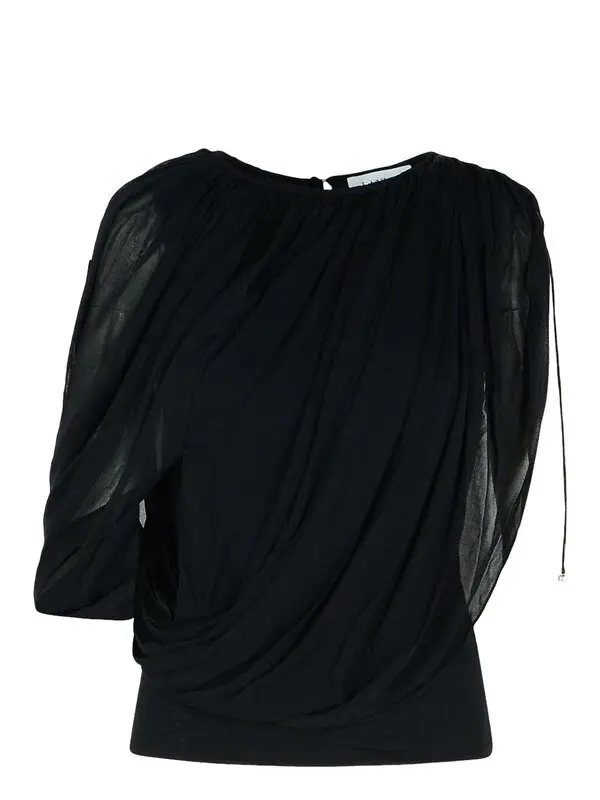 LANVIN Draped Viscose Blend Top - Black