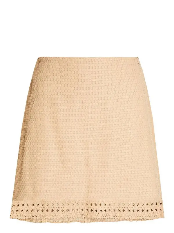 Veronica Beard Faedra Mini Leather Skirt - Sand