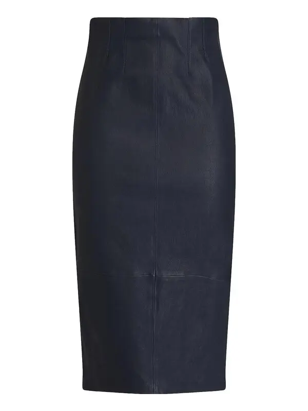 Veronica Beard Kaliyah Stretch-leather Midi Pencil Skirt - Midnight Blue