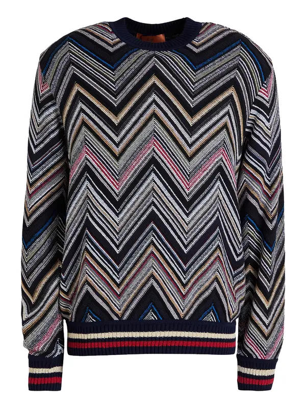 Missoni Jacquard-knit Cotton-blend Sweater - Navy