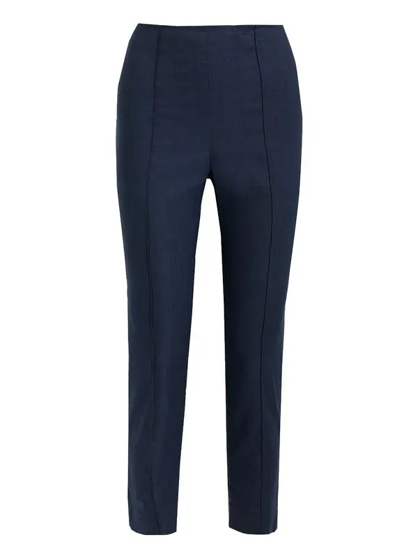 Veronica Beard Honolulu Cropped Linen-blend Pants - Navy