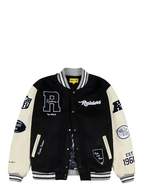 GOLF LE FLEUR X Nfl Raiders Letterman Jacket - Black