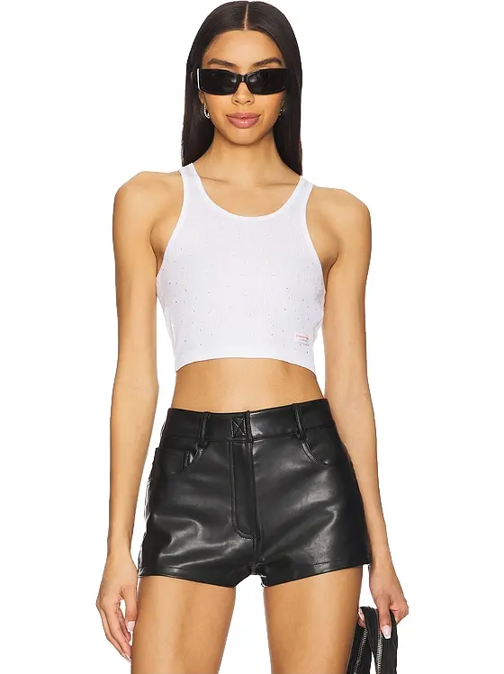 Alexander Wang Hotfix Cropped Classic Racer Tank - White