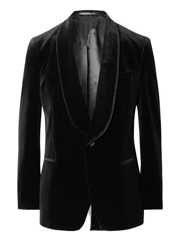 Mr P. Slim-fit Shawl-collar Cotton-velvet Tuxedo Jacket - Black