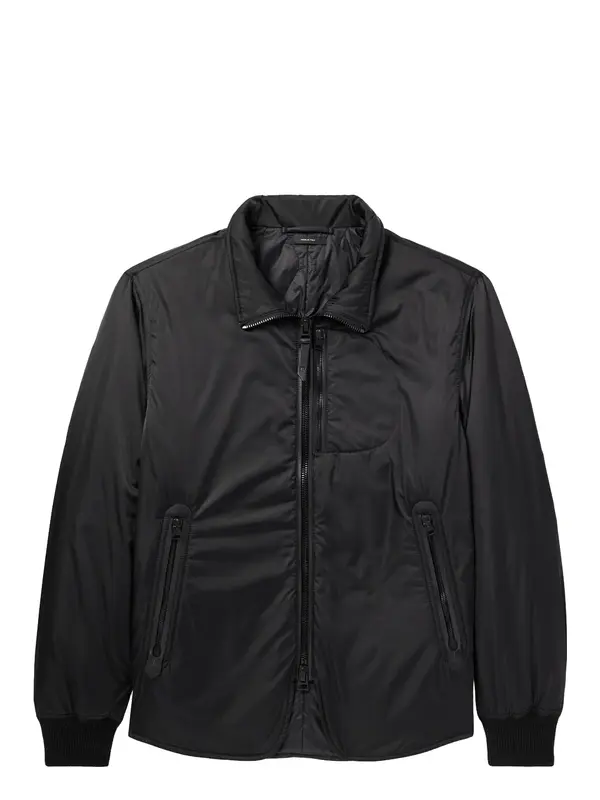 TOM FORD Padded Leather-trimmed Satin Bomber Jacket - Black