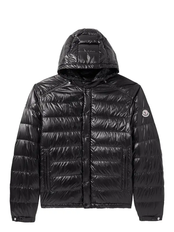 Moncler Gliere Quilted Glossed-nylon Hooded Jacket - Black