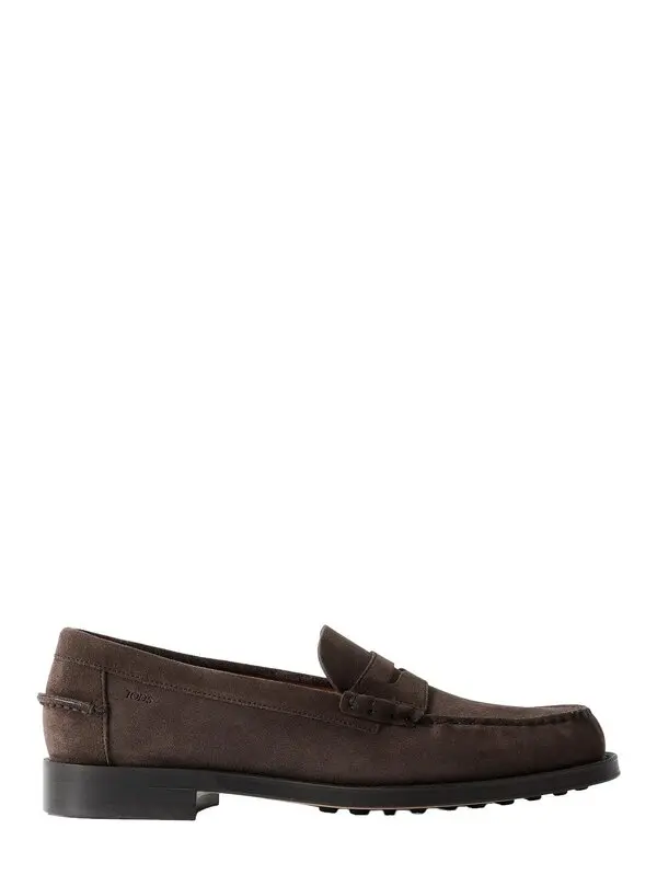 TOD'S Suede Penny Loafers - Brown