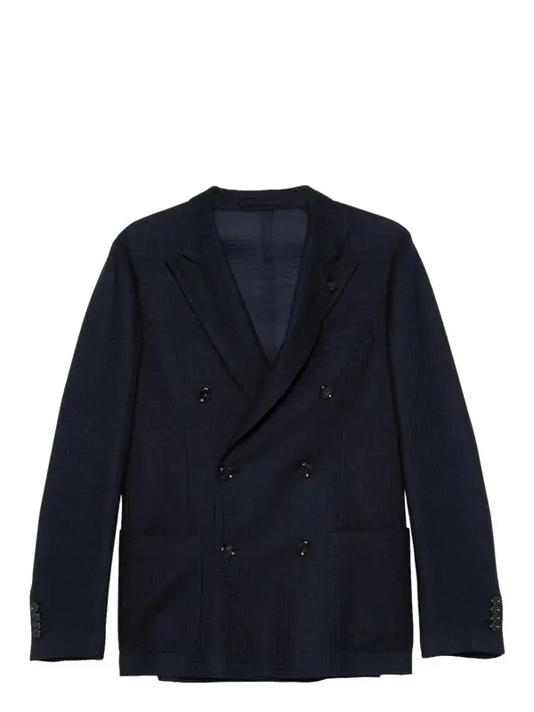 LARDINI Brooch-detail Blazer - Blue