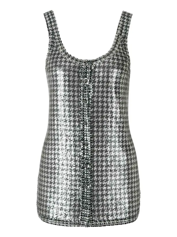 Rabanne Metallic Houndstooth Tank Top - Silver