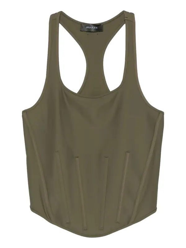 MUGLER Corseted Tank Top - Green