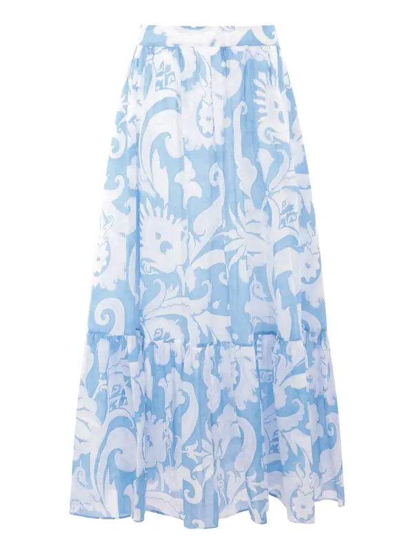 Etro Paisley-print Maxi Skirt - Blue