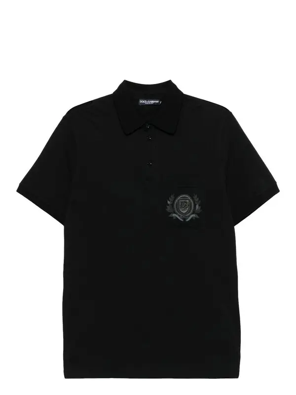 Dolce & Gabbana Logo-embroidered Polo Shirt - Black